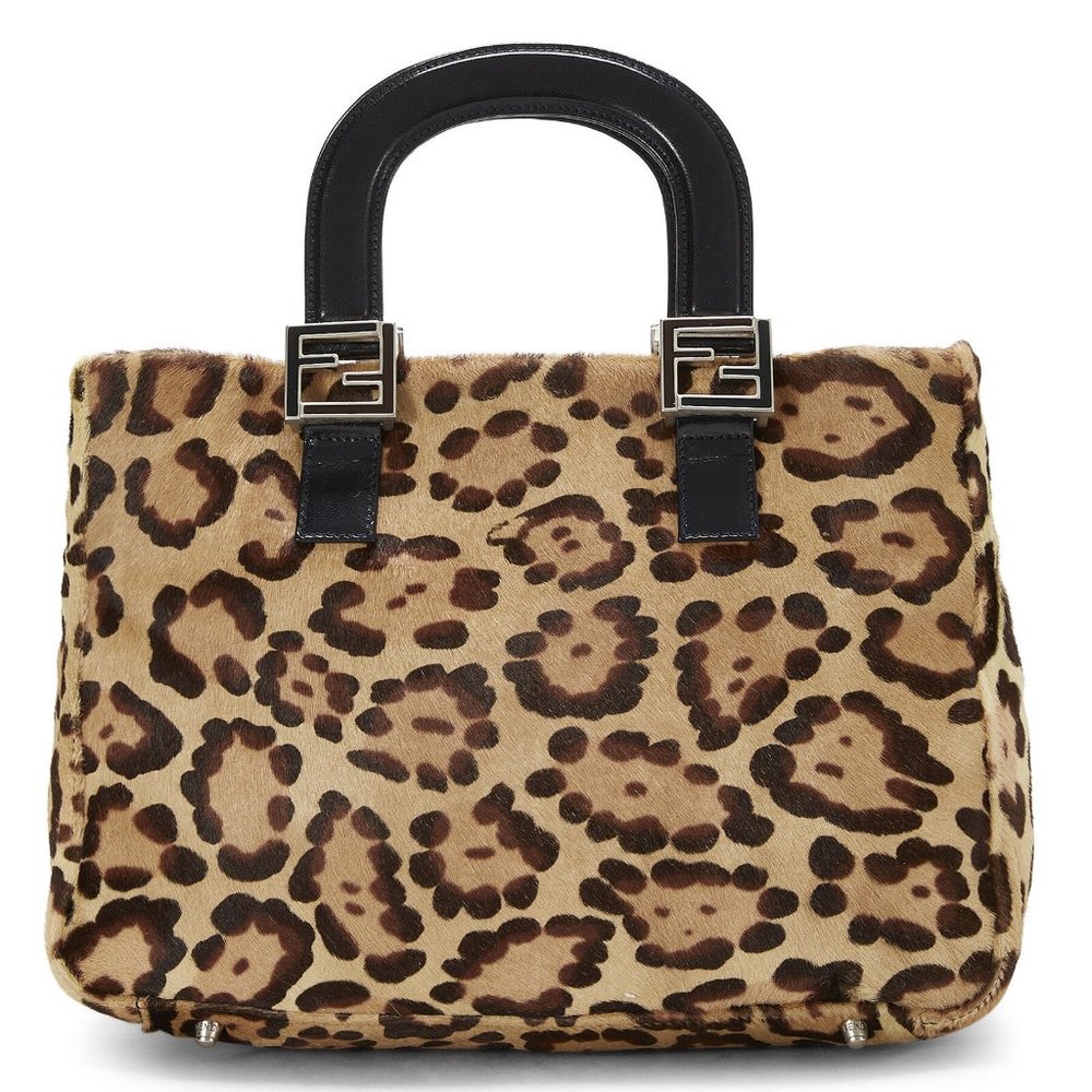 Fendi Leopard Print Calf Hair Twins Tote - Gem